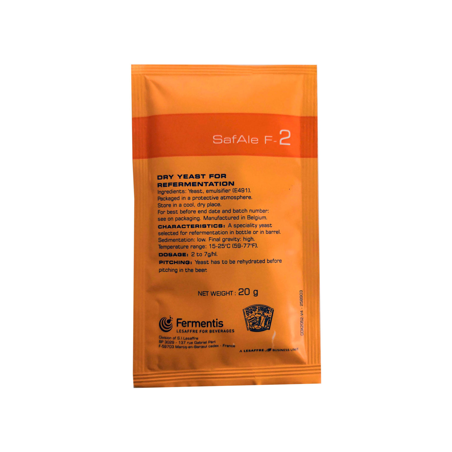 Levure SafAle F2 25g - Fermentis Lesaffre - Le Comptoir du Brasseur