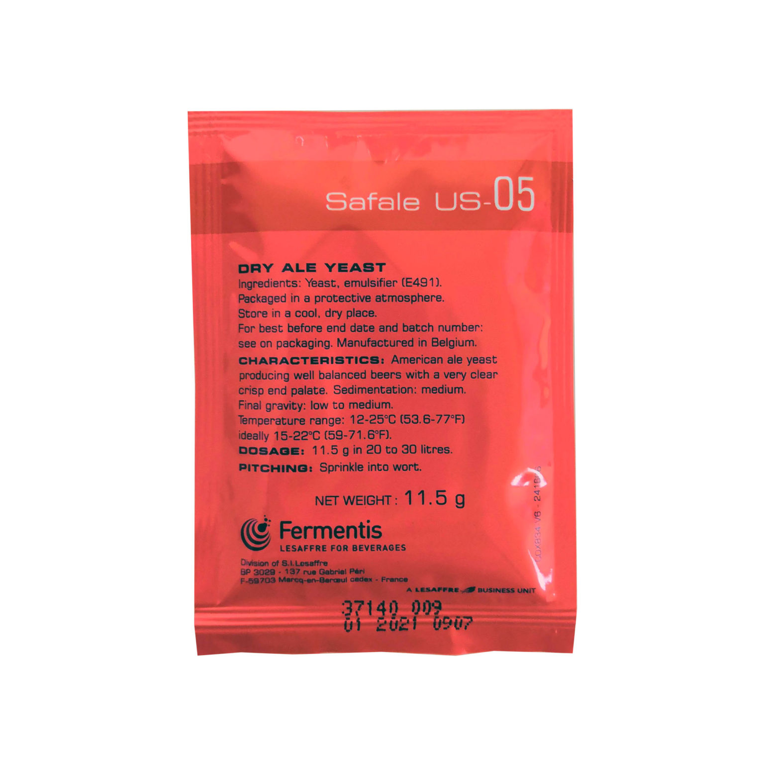 Levure SafAle US-05 11,5g - Fermentis Lesaffre - Le Comptoir du Brasseur